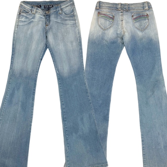 Colash | Jeans | Y2k Colash Low Rise Light Wash Rainbow Stitch Back ...